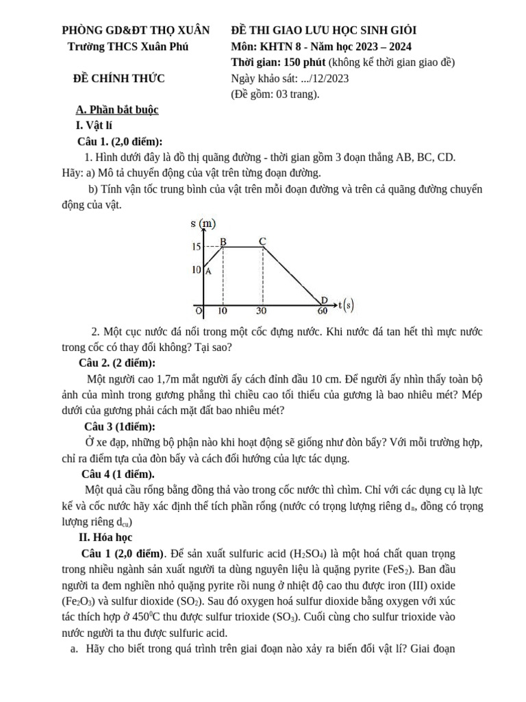 KHTN 8 - THCS Xuân Phú - huyệnThọ Xuân (GỘP) | PDF