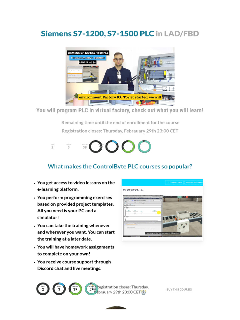 PLC Training - Programming Siemens PLC LAD FBD | PDF