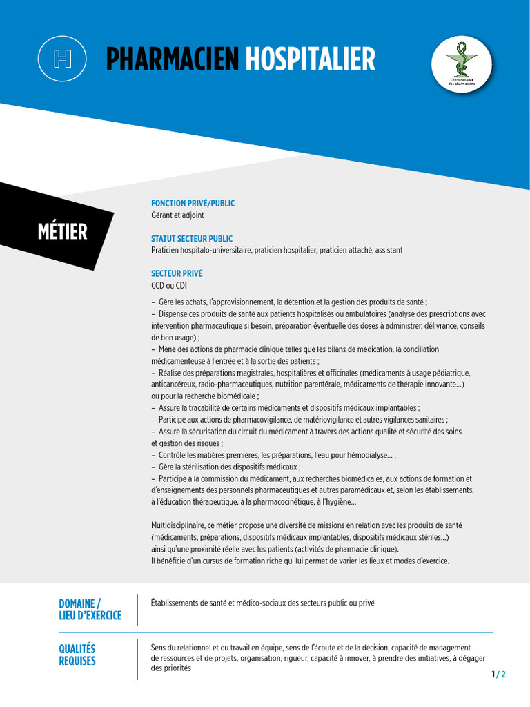 FicheMetier Hospitalier | PDF