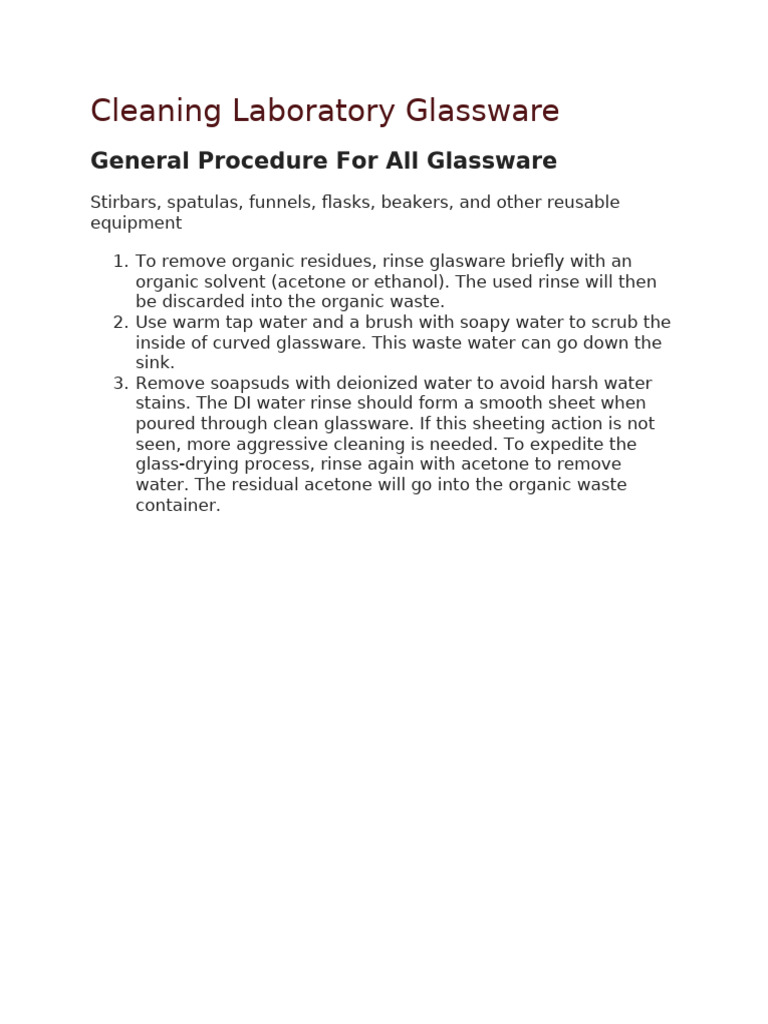 Cleaning Laboratory Glassware | PDF