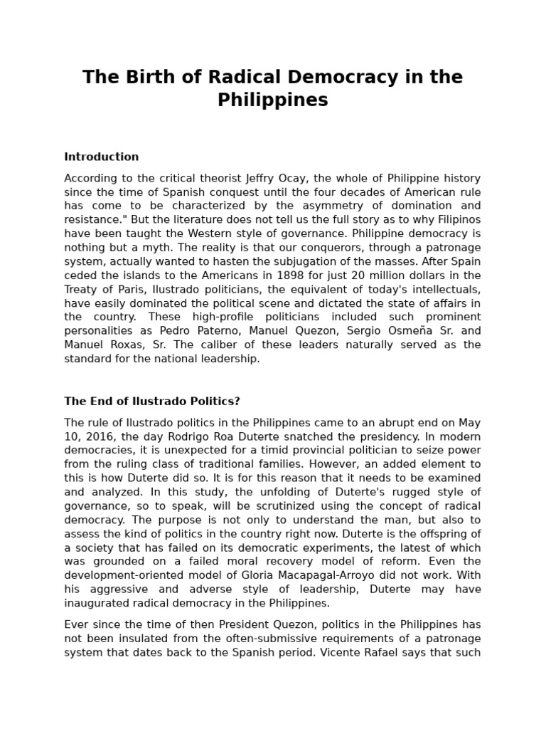 ARTICLE The Birth of Radical Democracy in The Philippines | PDF