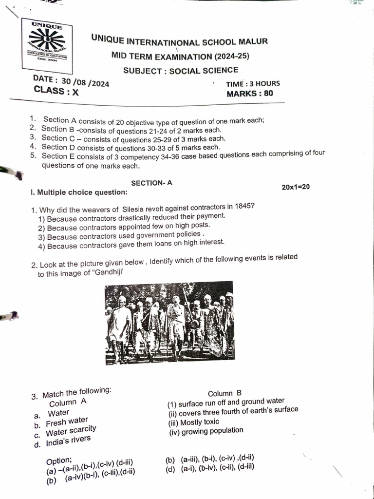 Social Question Paper SA1 | PDF