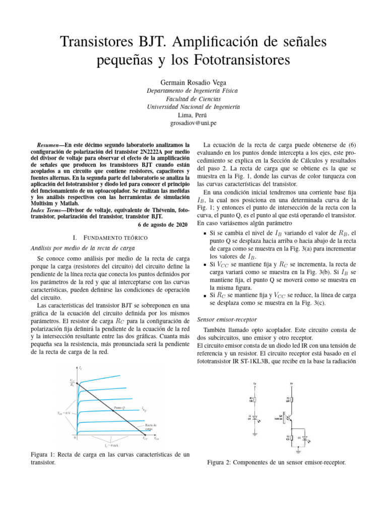 Transistores BJT Amplificacion de Senale | PDF