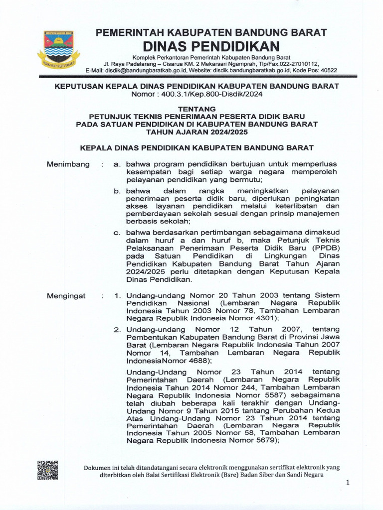 Juknis PPDB KBB 2024 | PDF