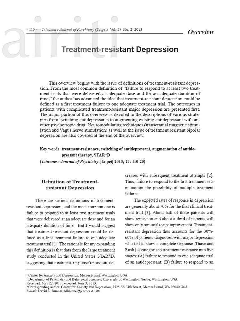 Treatment Resistant Depression | PDF