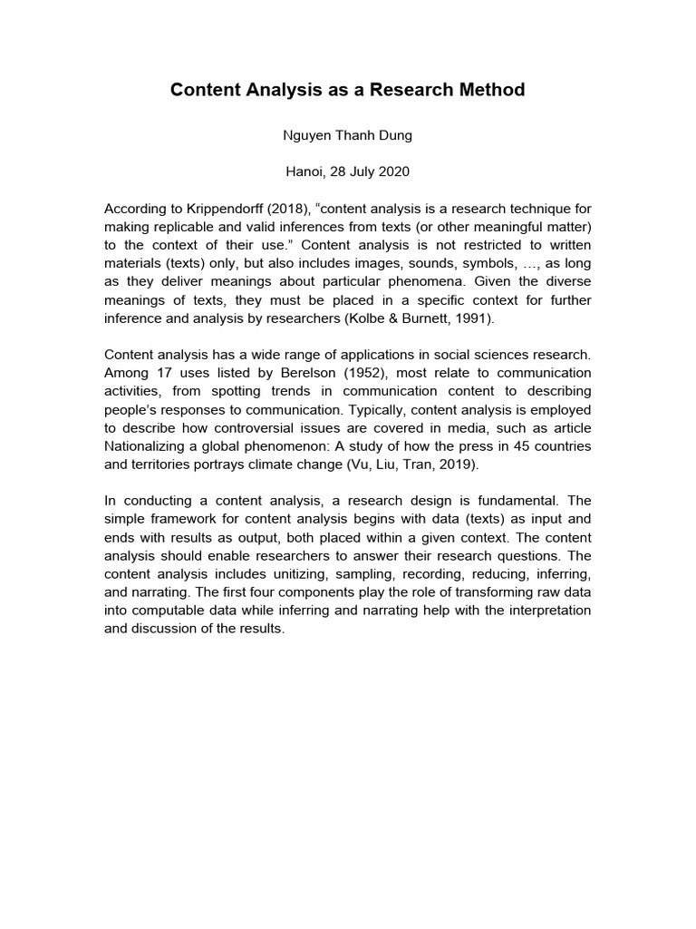 Content Analysis As A Research Method | PDF
