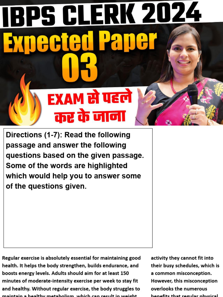 IBPS CLERK 2024 Expected Paper 3 No Annotation PDF 23rd Aug 2024 | PDF ...