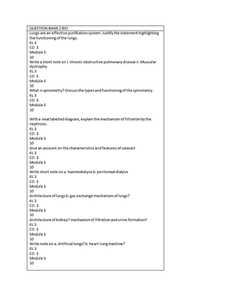 Question Bank 2 BIO | PDF