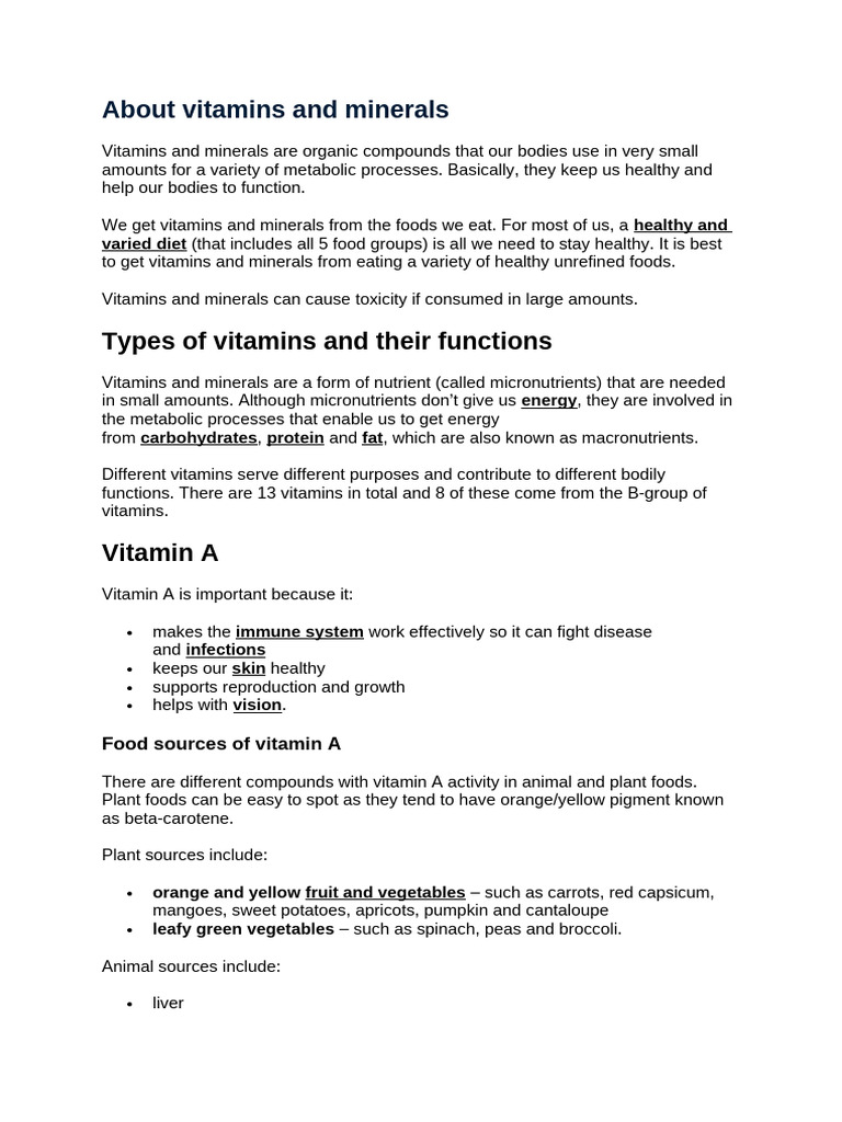 Essential Vitamins and Minerals Guide | PDF | Vitamin | Wellness