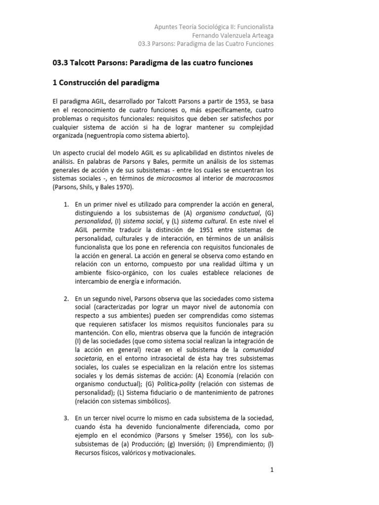 03 3+Parsons-+paradigma+AGIL | PDF