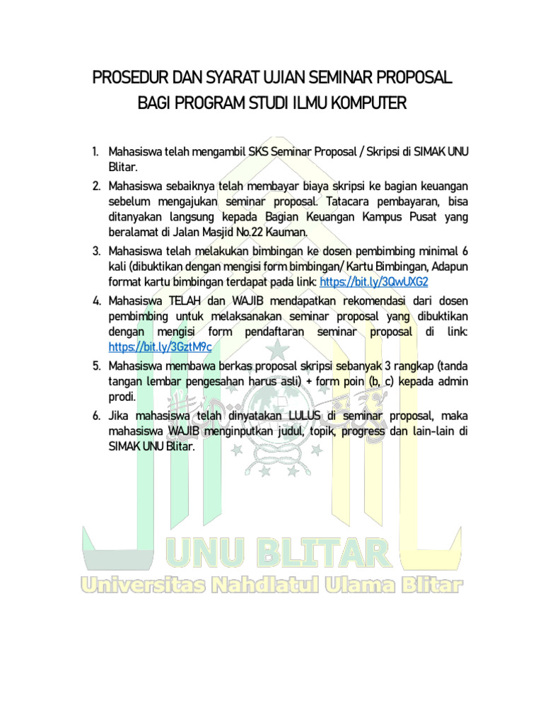 Prosedur Dan Syarat Ujian Seminar Proposal | PDF