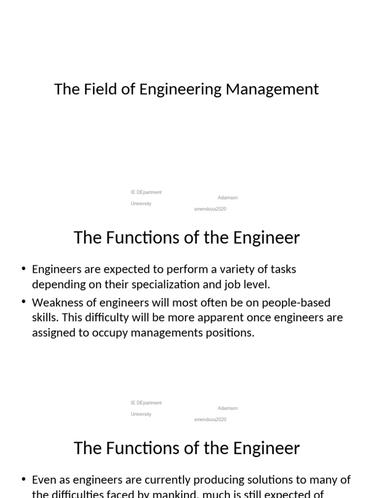 LO1 - Chapter 1. The Field of Engineering Management 1 2 | PDF