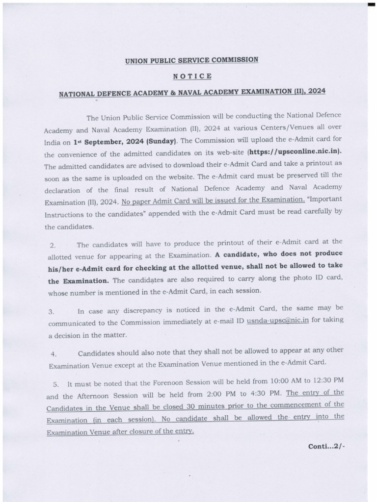 PressNote NDA NA Exam II 2024 Engl 230824 | PDF