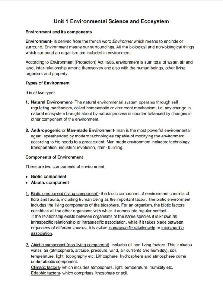 Unit 1 Env | PDF