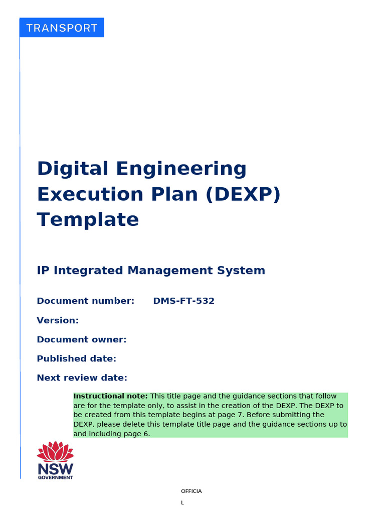 DMS FT 532 Digital Engineering Execution Plan (DEXP) Template | PDF