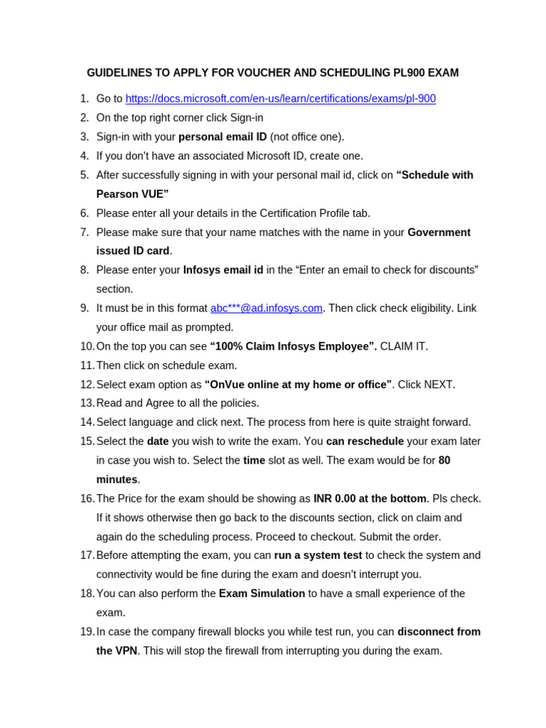 Guidelines For The PL900 Exam Voucher Application and Exam Scheduling | PDF Guidelines For The PL900 Exam Voucher Application and Exam Scheduling | PDF