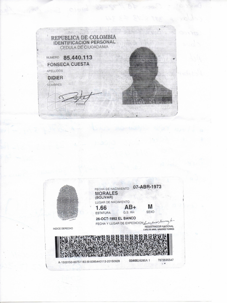 Cedula Didier Fonseca | PDF