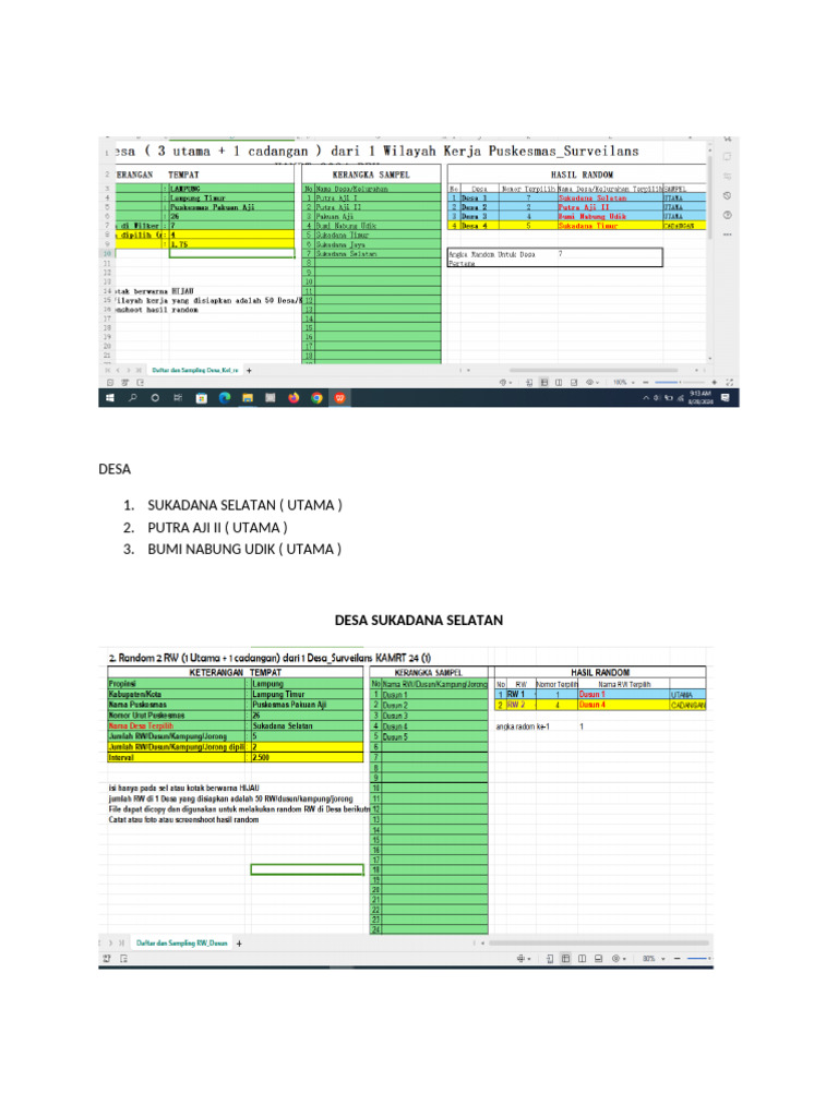 Sampling Skam RT Puskesmas Pakuan Aji | PDF