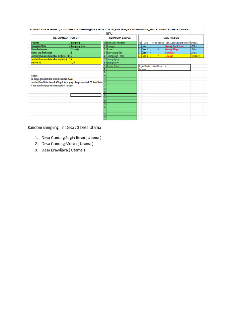 SIDOREJO Kerangka Sampel Random Sampling SKAM - RT 2024 | PDF