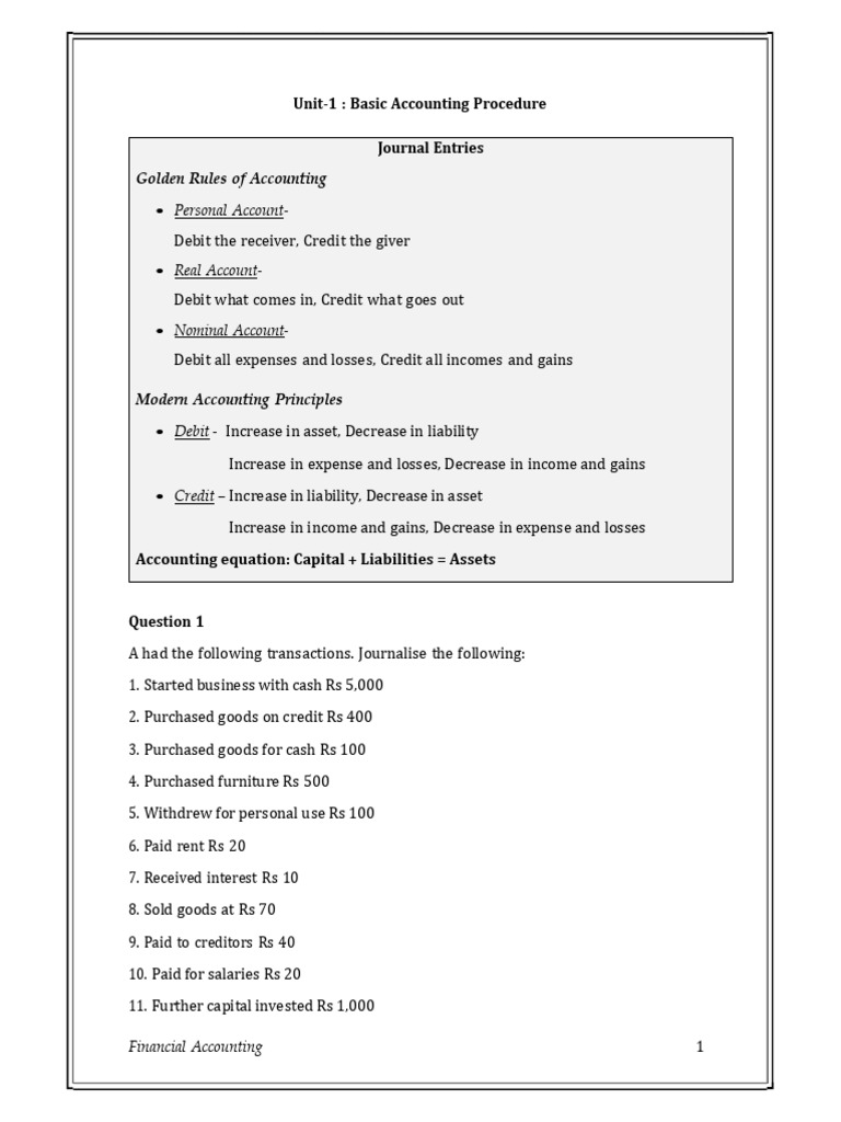 Journal Entries and Trial Balance Guide | PDF | Debits And Credits ...