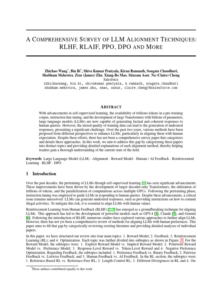 A Comprehensive Survey of LLM Alignment Techniques - RLHF - Rlaif - Ppo - Dpo and More | PDF ...