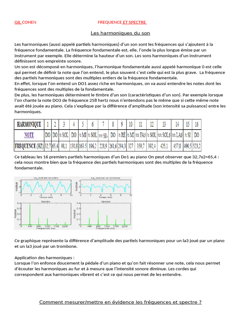 Les Harmoniques Corrigés | PDF