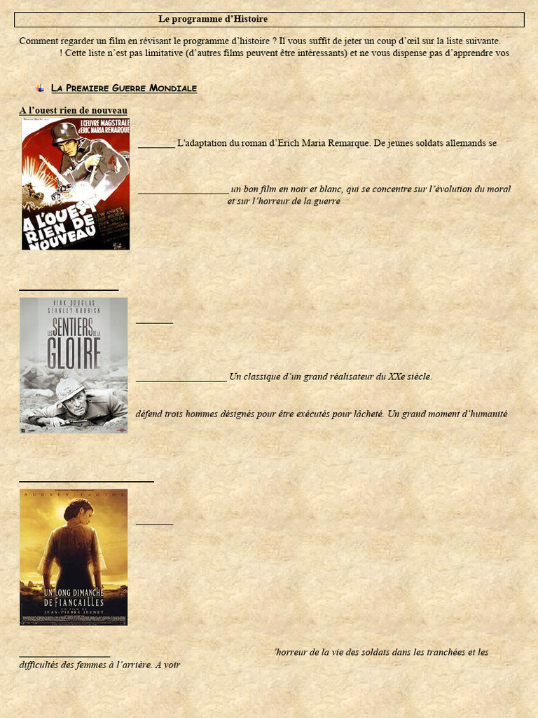 Les Films Sur Le Programme de 3e | PDF