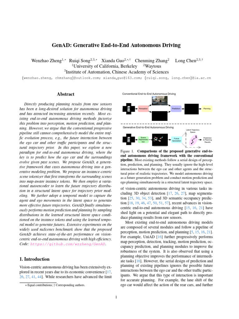 GenAD - Generative End-To-End Autonomous Driving | PDF