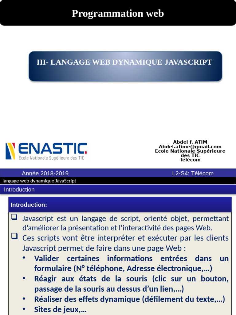 Langage JavaScriptles Bases | PDF