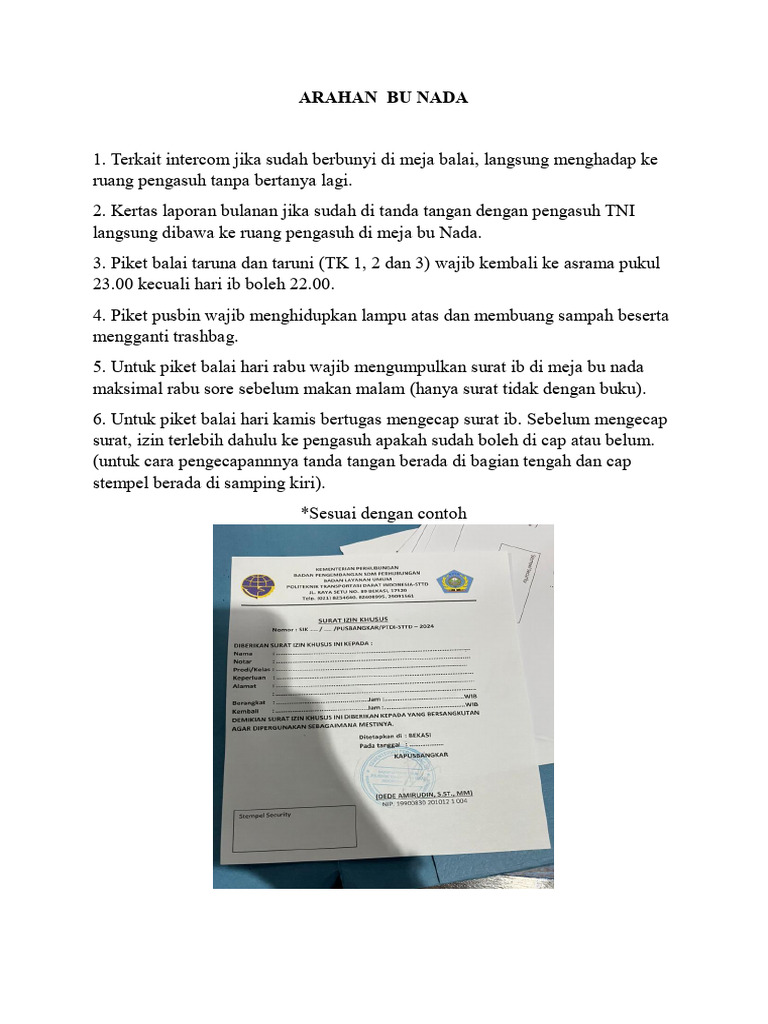 Arahan Bu Nada | PDF