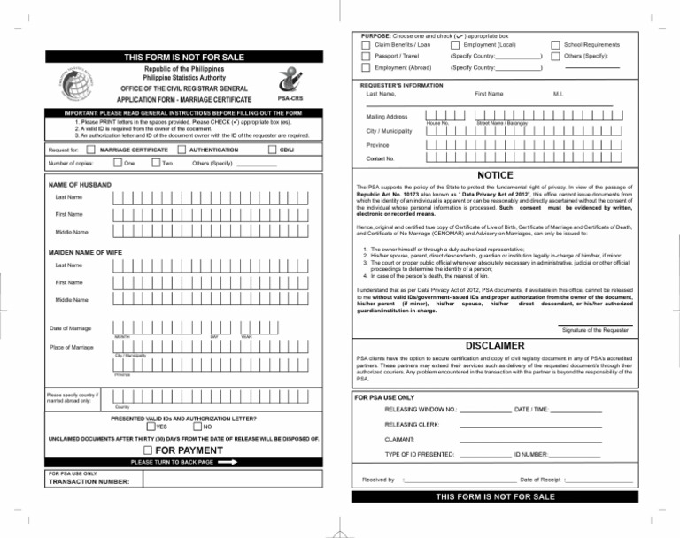 Marriage Application Form | PDF