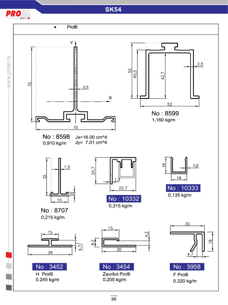 SK 54 Podkonstrukcija Katalog Proal | PDF