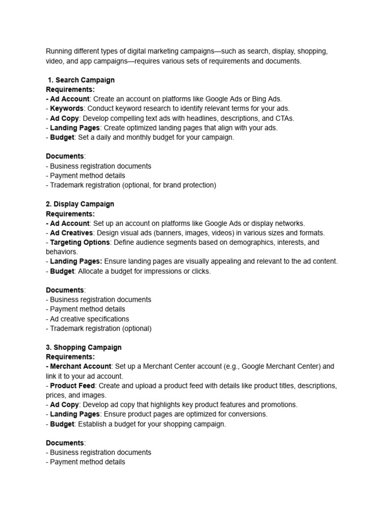Campaign Requirements and Documents | PDF