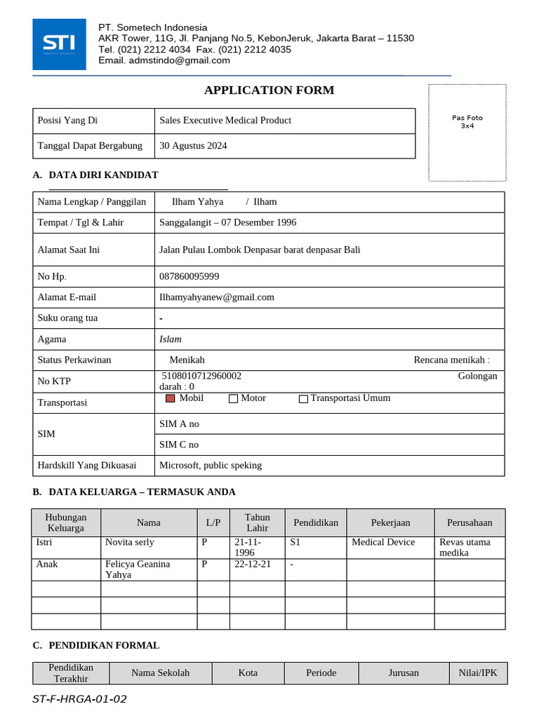 FORM STI Ilham | PDF