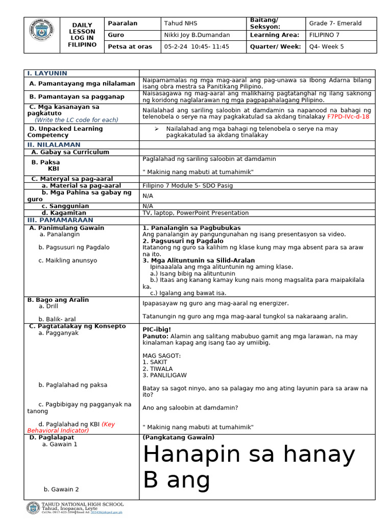Q4 - Filipino M1 LP7 | PDF