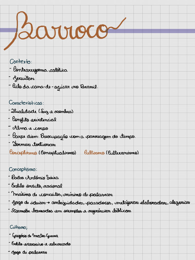 Resumo Barroco e Arcadismo | PDF