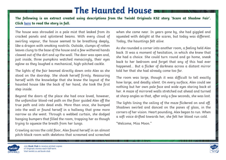 T TP 2550460 Spooky Haunted House Setting Description ks2 Example Text ...