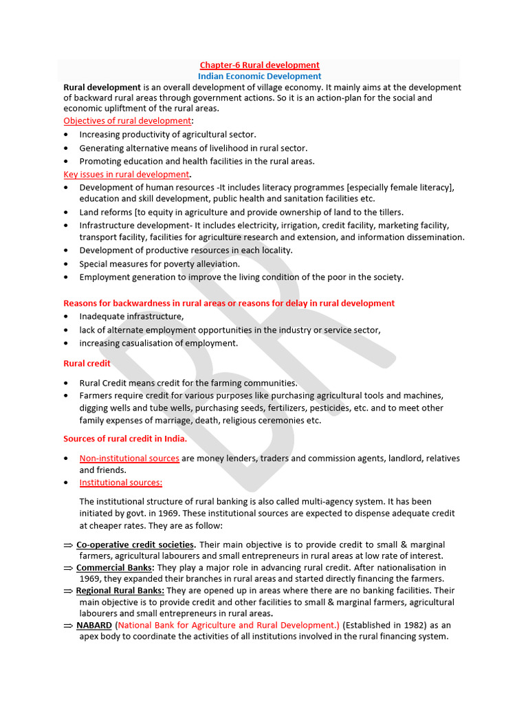 Ind - Eco.dev Chapter-6 Rural Development PDF | PDF