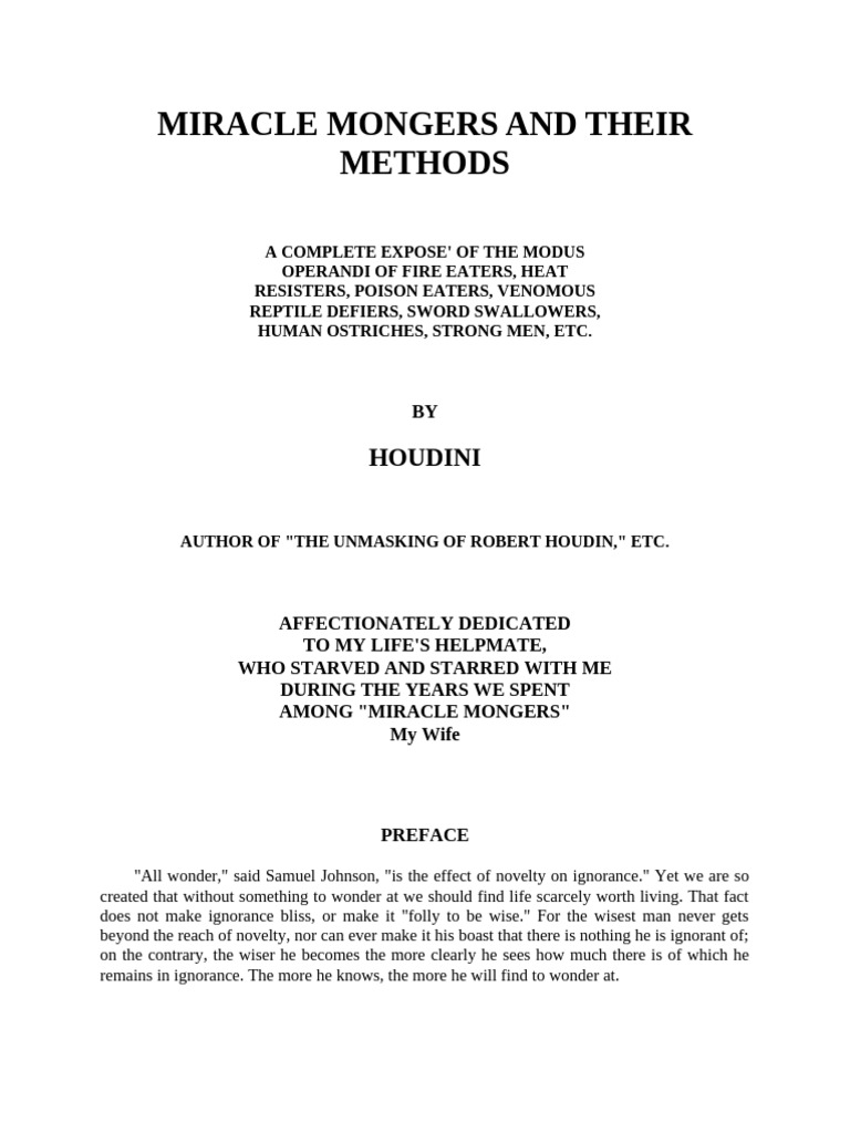 Miracle Mongers and Their Methods | PDF