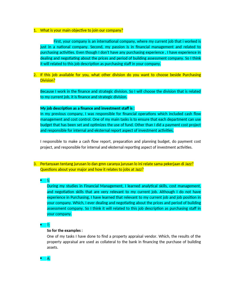 Bahan Interview English | PDF