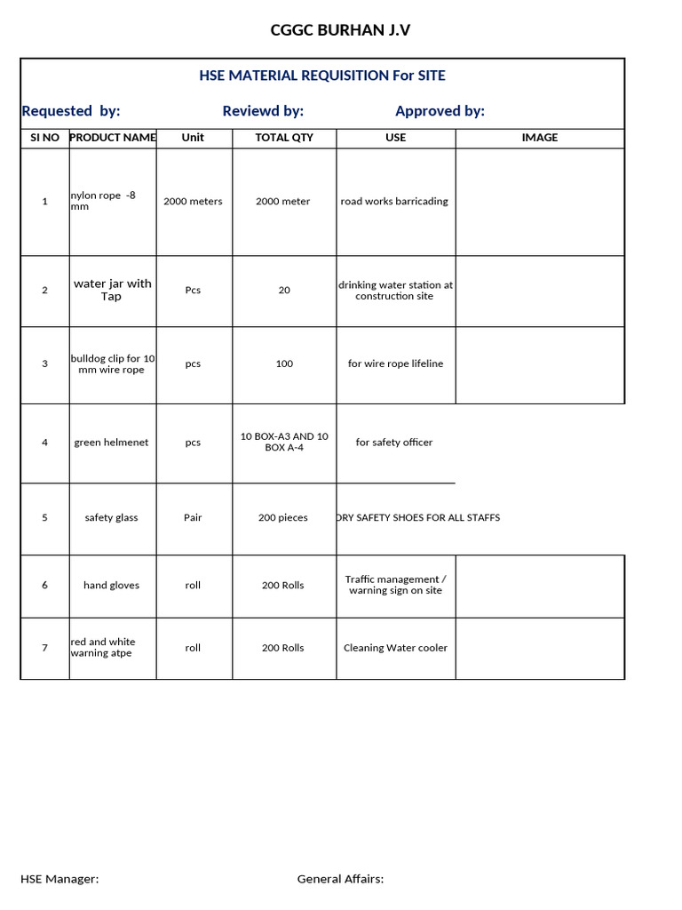 24 March - Hse Material Requisition | PDF