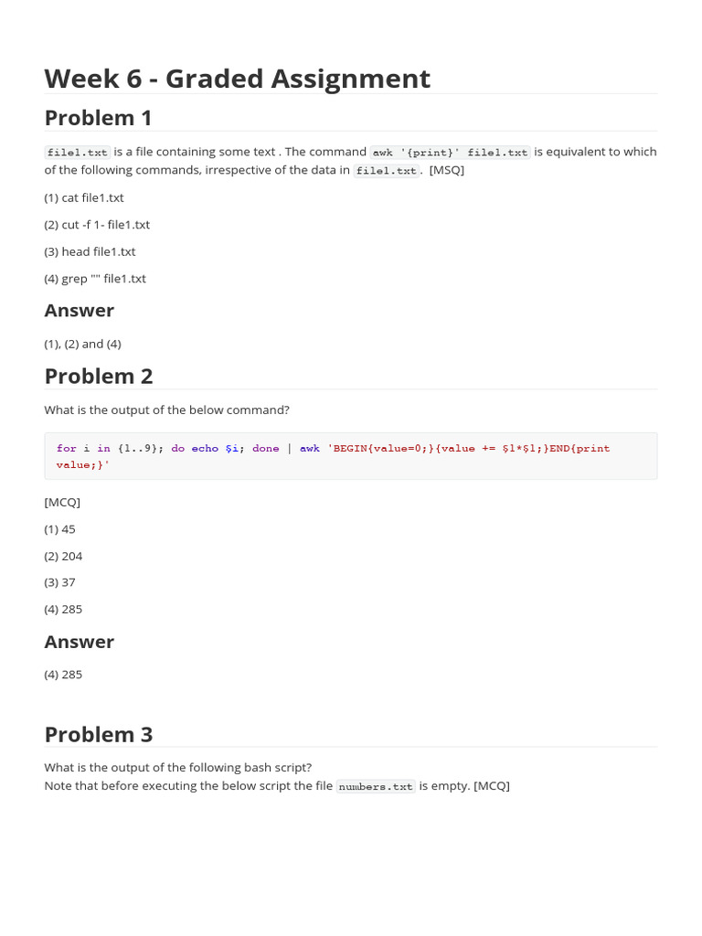 Week 6 - Graded+Practice Assignment | PDF | Text File | Computers