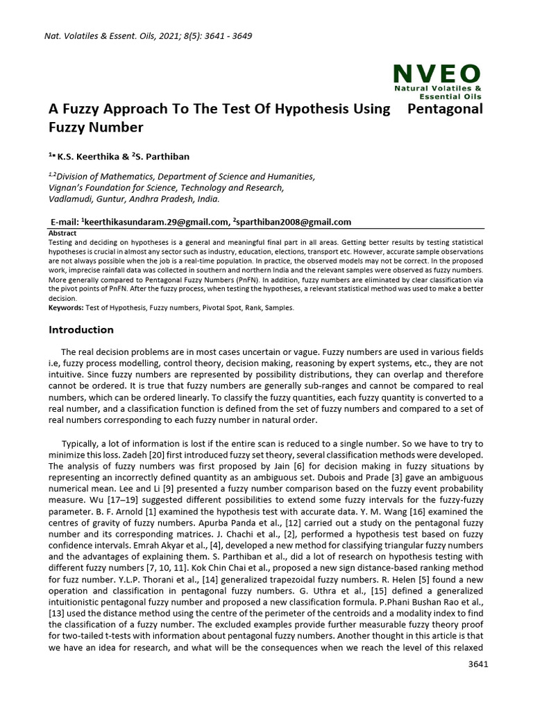A Fuzzy Approach To The Test of Hypothesis Using Pentagonal Fuzzy ...