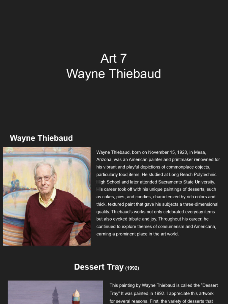 Assignment 9 Research Wayne Thiebaud | PDF