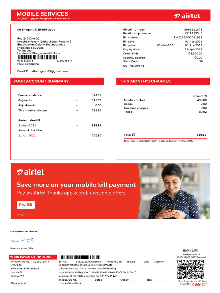 Mobile Services: Your Account Summary This Month'S Charges | PDF