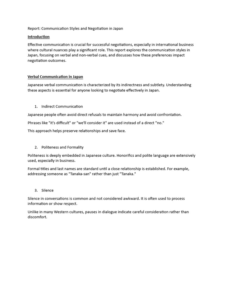 Japan - Communication Style Report | PDF