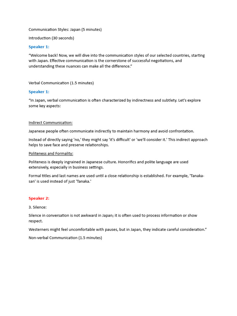 Japan - Communication Style Script | PDF