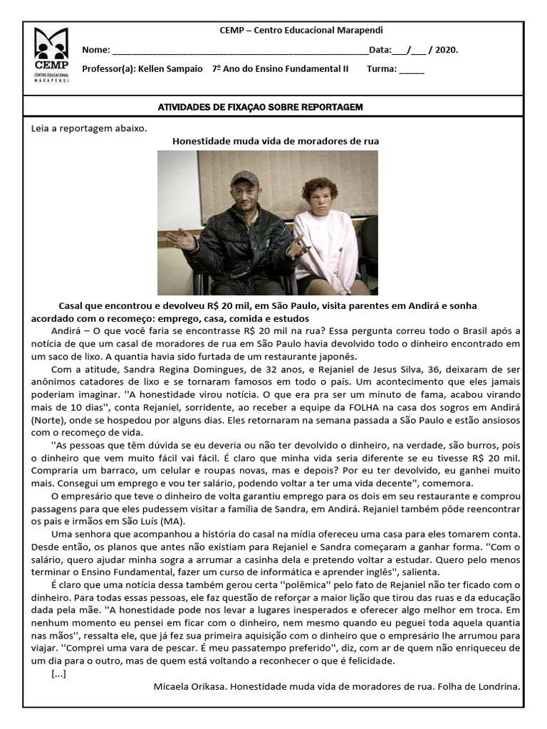 Reportagem 7 Ano | PDF