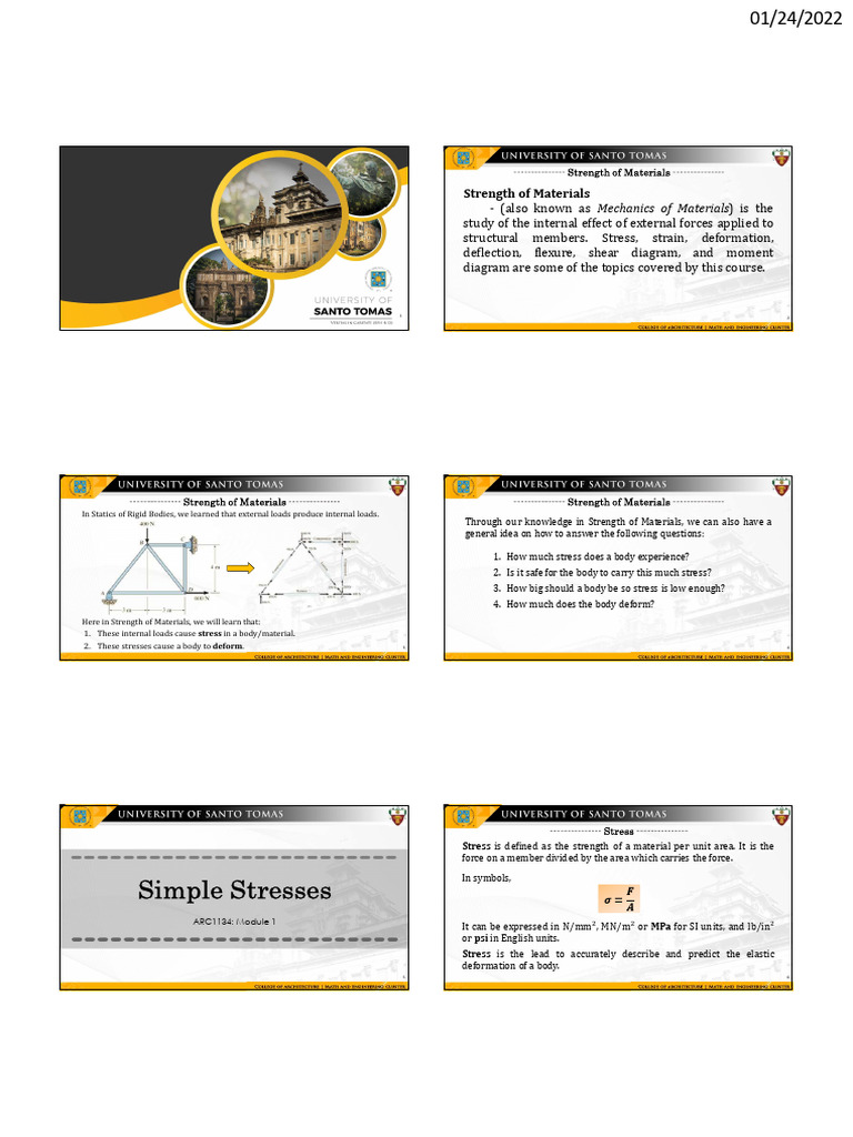 Handout - Module 01 - Simple Stresses | PDF