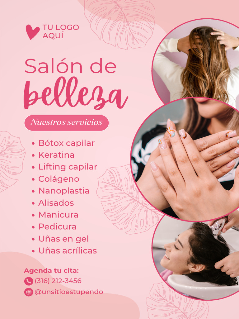 Cartel Servicios Salón de Belleza Moderno Rosa - 2024 DFFFF | PDF | Negocios